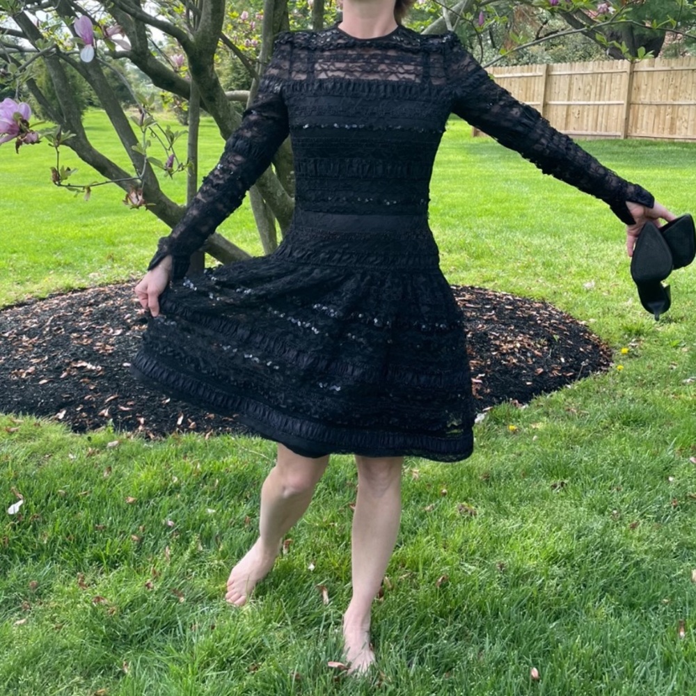 Scassi Boutique -Sequin Mini Dress In True Black - Gem